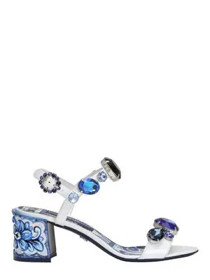 Dolce & Gabbana Embellished Patent Leather Sandals - Multicolor