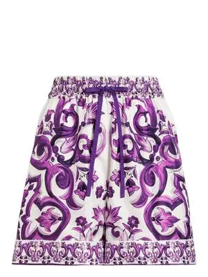 Dolce & Gabbana Majolica-print Twill Shorts Pants And Shorts - Multicolor