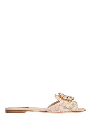 Dolce & Gabbana Dolce & Gabbana Majolica Embroidered Flat Mules Pink