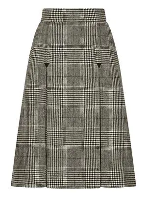 DOLCE & GABBANA Dolce & Gabbana Glen Plaid A-Line Pleated Midi Skirt