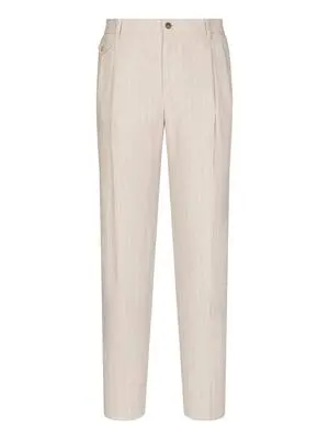 Dolce & Gabbana Pinstripe Linen Tailored Trousers - Multicolor