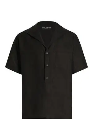 Dolce & Gabbana Three-button Short-sleeved Linen Shirt Shirts Linen - Black