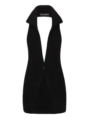 Dolce & Gabbana Long Wool Fisherman's Rib-knit Vest - Black