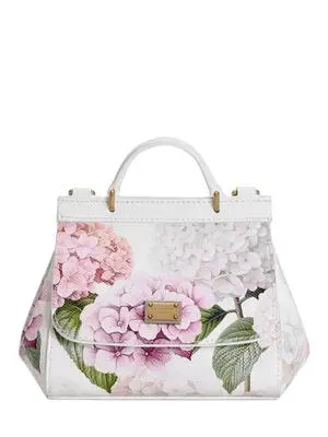 Dolce & Gabbana Hydrangeas-print Dauphine Calfskin Sicily Handbag Accessories - Multicolor