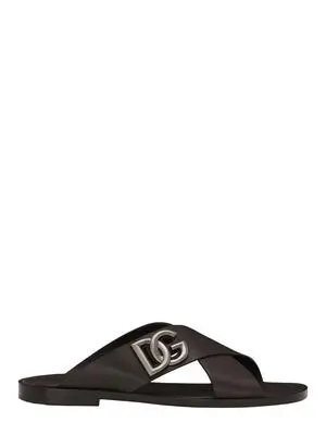 Dolce & Gabbana Calfskin Sandals Sandals And Slides Leather - Brown