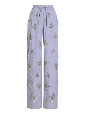 Dolce & Gabbana Poplin Trousers With Floral Embroidery Pants And Shorts Multi-colored - Multicolor