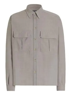 Dolce & Gabbana Virgin Wool Canvas Shirt Shirts Beige - Multicolor