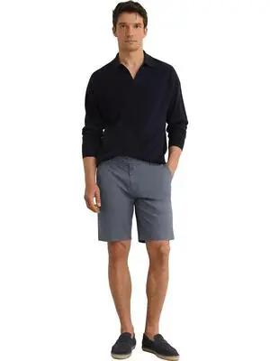 REISS Tailored Stretch Cotton Chino Shorts - Blue