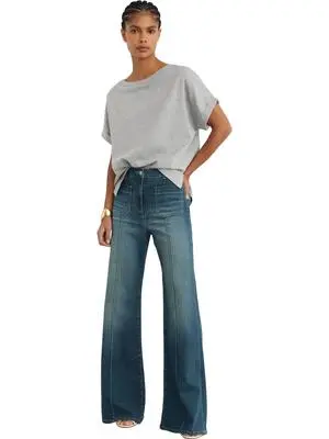 REISS Reiss Sakura Mid-Rise Flared Jeans Blue