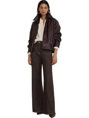 REISS Sakura Mid-rise Flared Jeans - Brown
