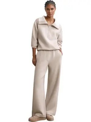 REISS Interlock Wide-leg Joggers - Stone