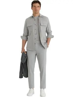 REISS Slim Fit Stretch Drawstring Trousers - Grey
