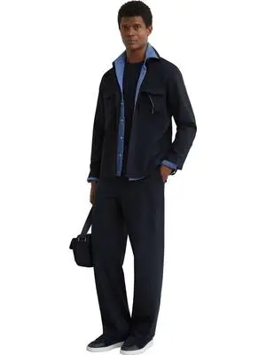 REISS Slim Fit Stretch Drawstring Trousers - Navy