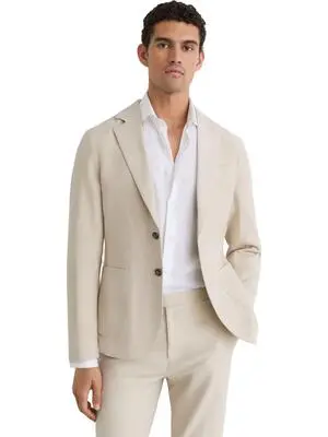 REISS Gart-dyed Piqué Single-breasted Suit Blazer Tailored-fit Stone