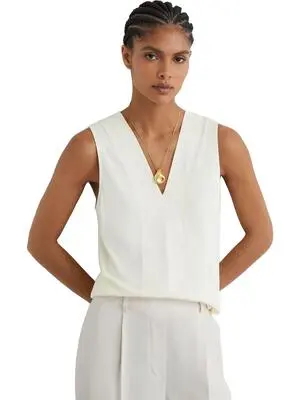 REISS V-neck Shell Top - Cream
