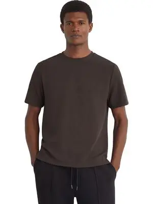 REISS Textured Modern-fit Crew-neck T-shirt Brown