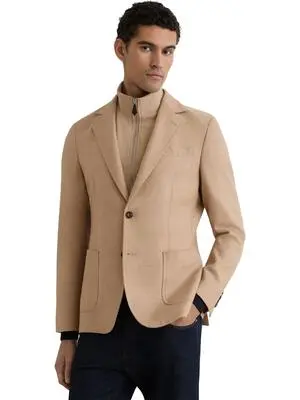 REISS Wool-blend Gilet-insert Single-breasted Blazer - Camel