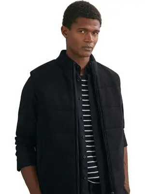 REISS Rib-knit Zip-through Gilet - Navy