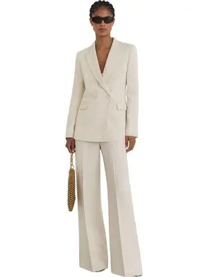 REISS Petite Jacquard Double-breasted Suit Blazer - White