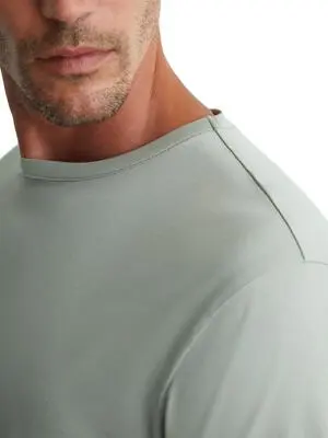 REISS Air-water Cotton Tailored-fit T-shirt - Light Sage Green