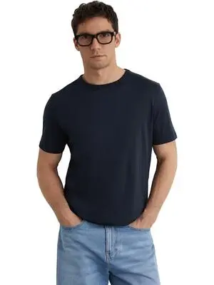 REISS Air-water Cotton Tailored-fit T-shirt - Navy