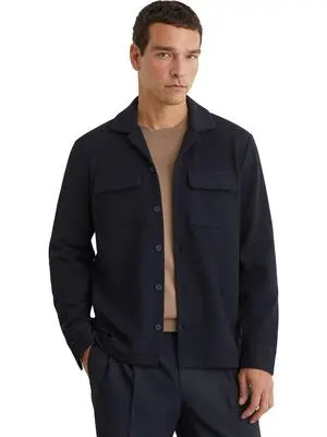 REISS Textured Twin-pocket Regular-fit Shirt - Navy
