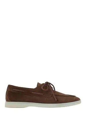 REISS Suede Lace-up Boat Shoes - Brown