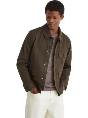 REISS Zip-through Cotton-blend Jacket - Brown