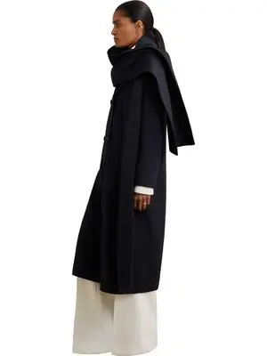 REISS Wool-blend Scarf Blindseam Coat - Navy