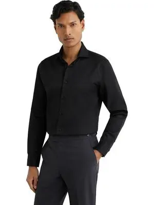 REISS Slim Regular Fit Cotton-twill Two-fold Shirt Slim-fit - Black