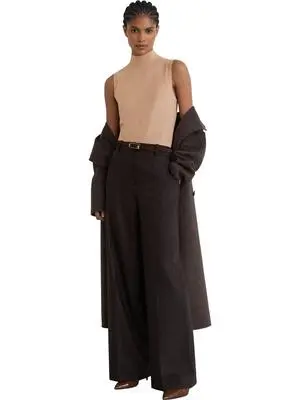 REISS Merino Wool Funnel-neck Sleeveless Vest - Camel