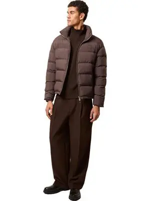 REISS Monogram Quilted Relaxed Puffer Jacket - Brown