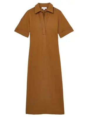 REISS Open-collar Bodycon Dress - Brown