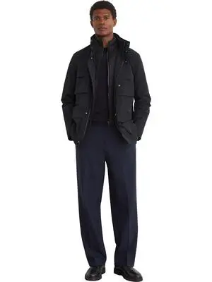 REISS Four-pocket Hooded Jacket With Removable Gilet - Navy