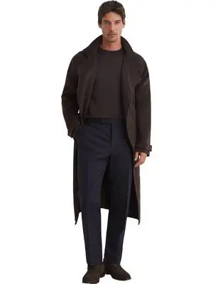REISS Classic-fit Wool Suit Trousers With Side Adjusters - Navy