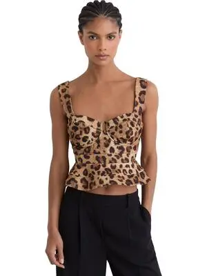 REISS Rema Leopard-print Bustier Top - Brown