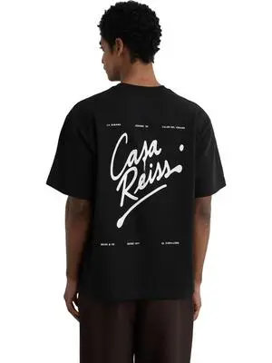 REISS Cotton Logo Short-sleeve Relaxed T-shirt - Black