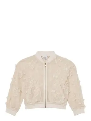 REISS 9-13 Yrs Floral-embroidery Lattice Bomber Jacket - Neutral