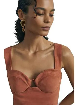ATELIER Suede Bustier Top - Rust