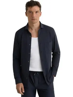 REISS Seersucker Cutaway-collar Shirt Regular-fit - Navy