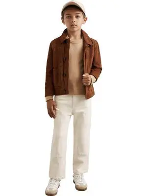 REISS 9-13 Yrs Wool Blend Crew Neck Jumper - Stone