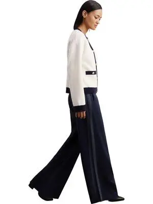 REISS Knitted Side-Stripe Wide-Leg Trousers