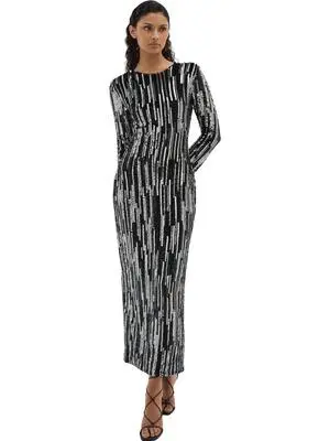 ILTA Black & Silver Sequin Halter Neck Dress - Black/silver