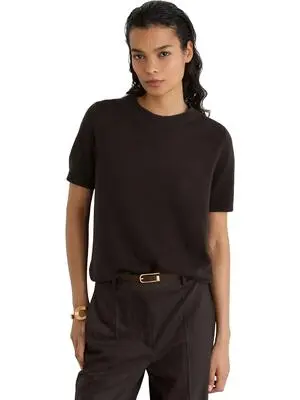 REISS Cashmere Crew-neck T-shirt - Grape Burgundy