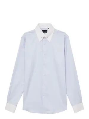 REISS Caldwell Shirt Cotton Plain - Contrast S Blue