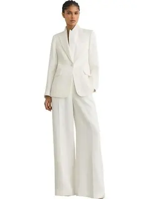 REISS Linen-blend Single-breasted Suit Jacket
