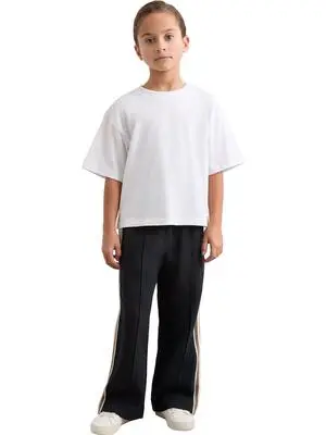 REISS 3-9 Yrs Cotton Blend Side Stripe Trousers - Navy