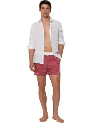 REISS Piped Drawstring Swim Shorts - Pomegranate