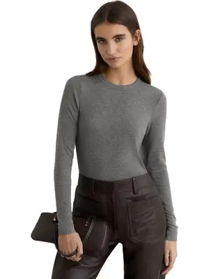 REISS Jersey Crew-neck Long-sleeve Top - Grey