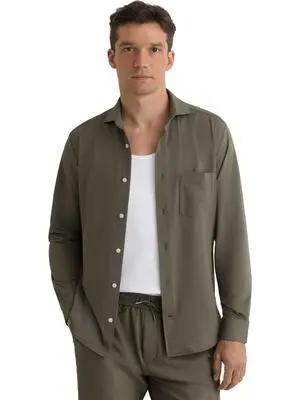 REISS Seersucker Cutaway-collar Shirt Regular-fit - Dark Sage Green
